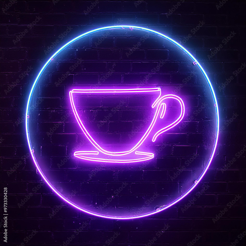 Neon signage, signage, coffee cup, directional signage Stock ...
