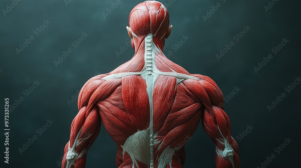 Detailed Illustration of Human Muscular System Focusing on Torso ...