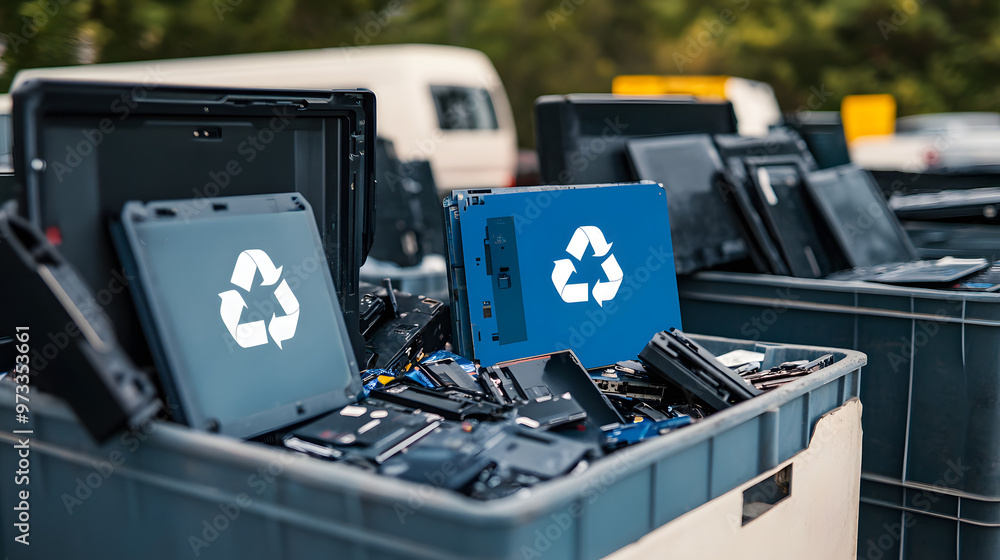 electronic waste recycling station, where people are disposing of old ...