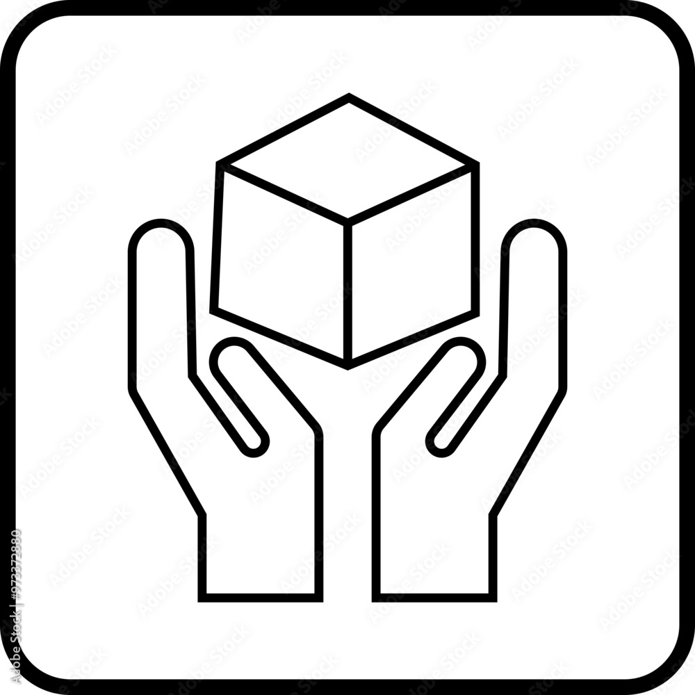 Handle with care sign icon isolated on transparent background, black ...