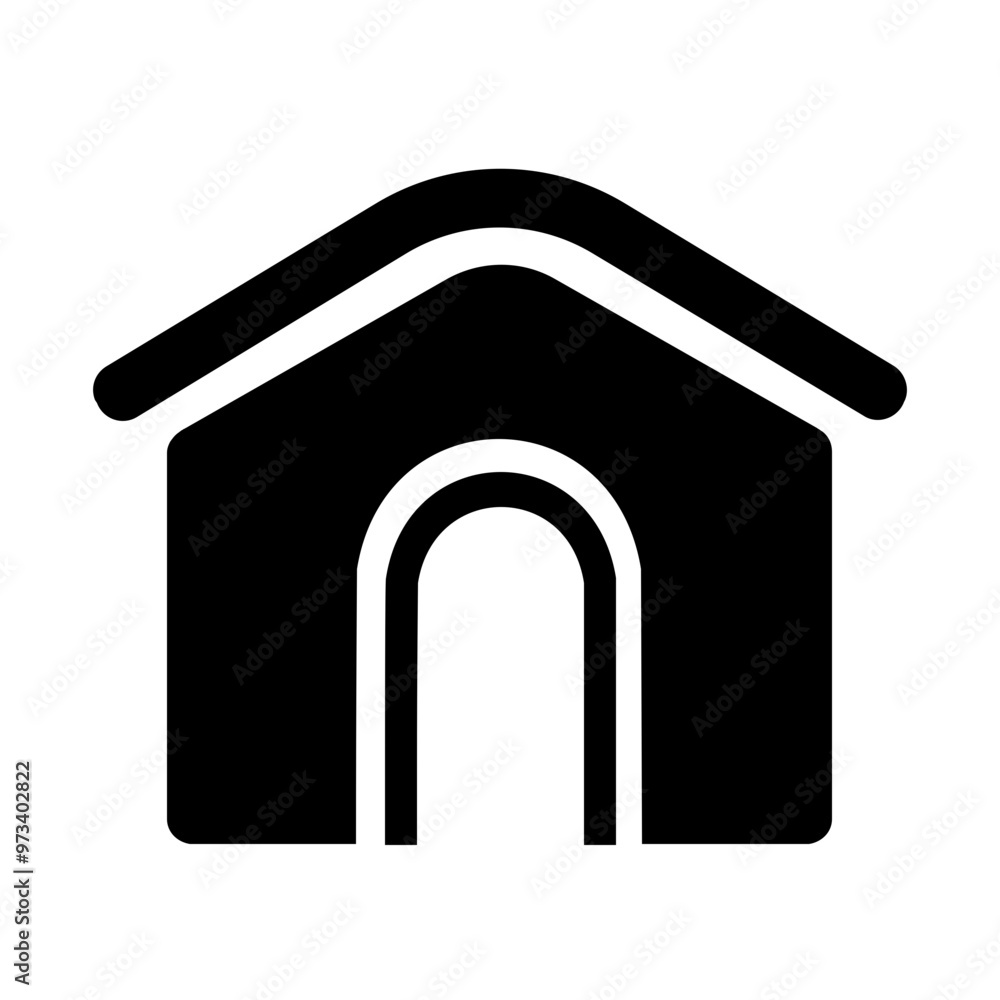 Simplified home icon illustration, depicting a central command center ...