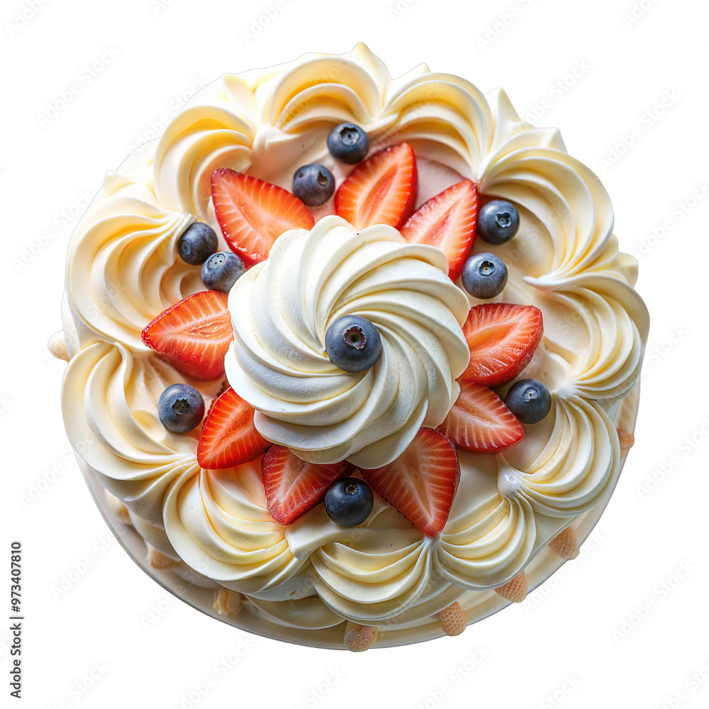 Merengue Pavlova isolated on on white transparent background, cut out ...