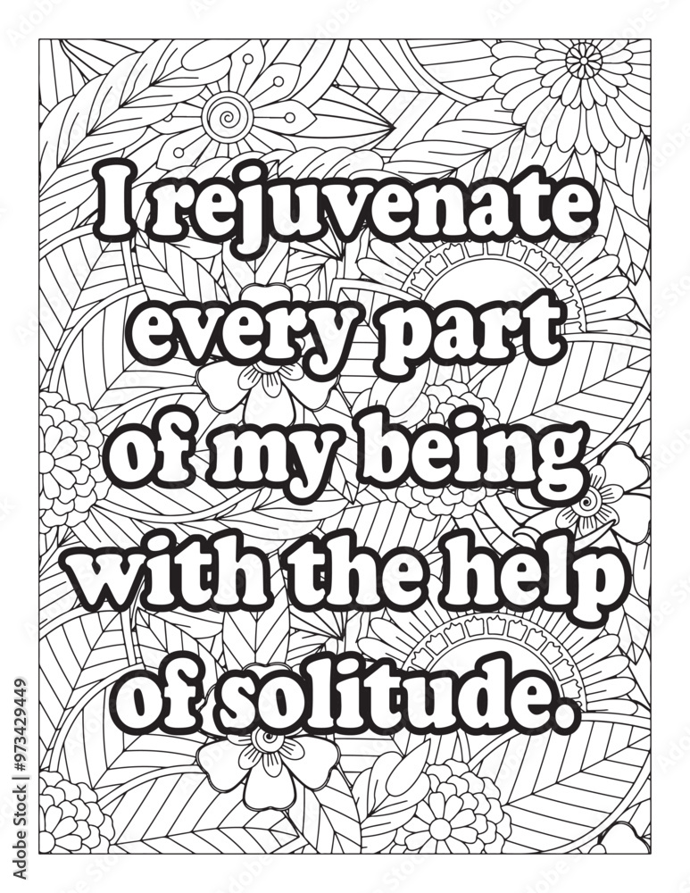 Inspirational Quotes Coloring Book Page With Floral Background ...