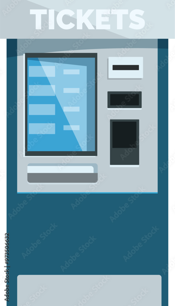 Modern ticket vending machine issuing tickets for the train, bus, or ...