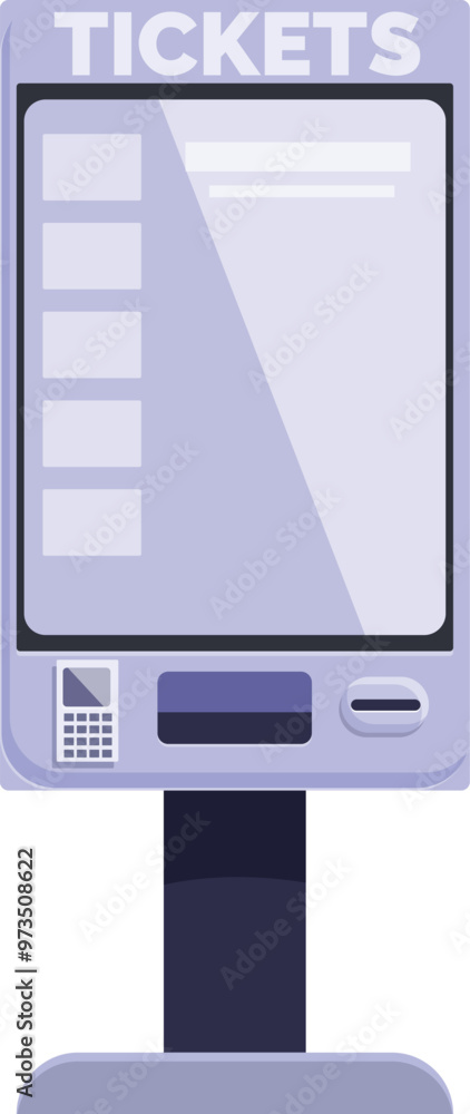 Modern ticket vending machine is displaying options for purchase on its ...