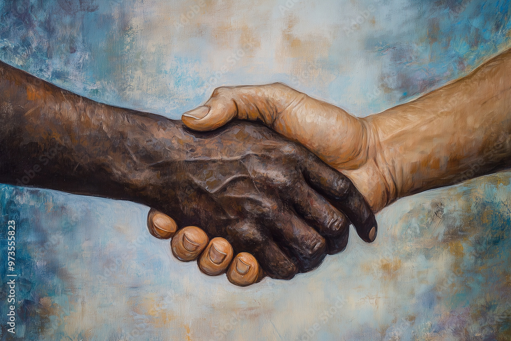 Two diverse hands shaking symbolize acts of kindness, charity, and ...