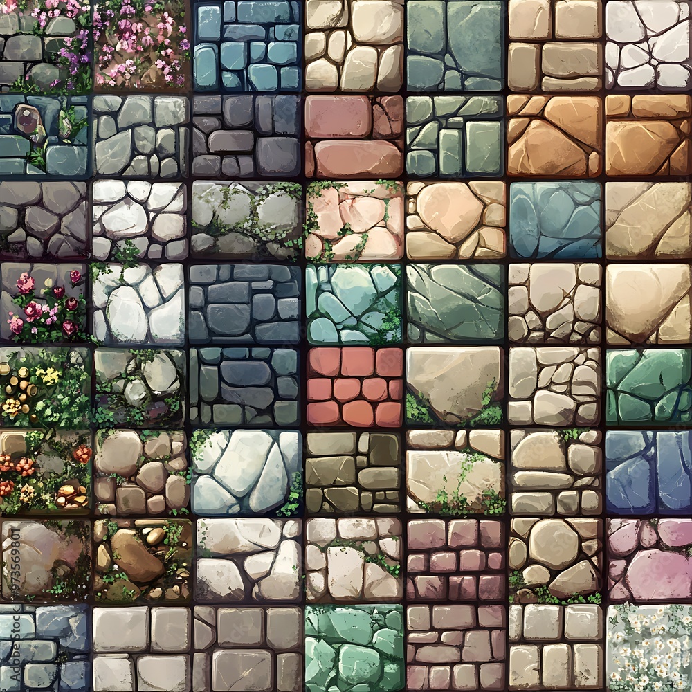 Stone Texture Seamless Tile Set for Game Development Stock Illustration | Adobe Stock