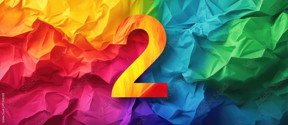 The number two featured against a vibrant LGBT flag backdrop combining ...