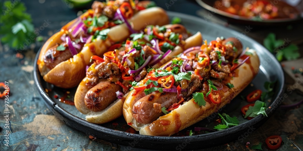 Flavorful mini hot dogs made with spicy pork sausage and tangy sauce ...