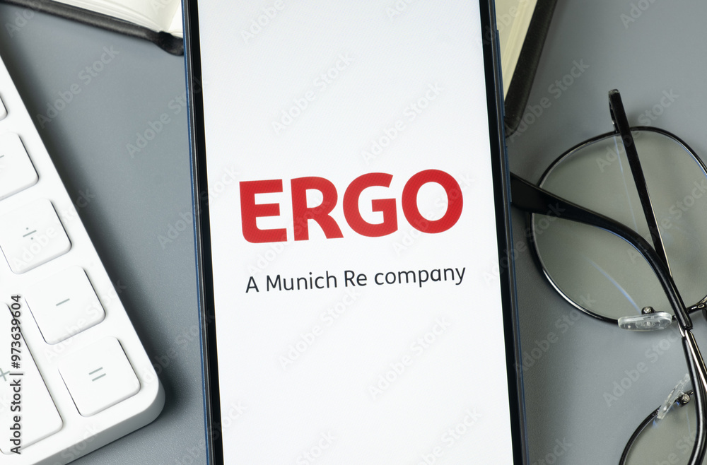 New York, USA - 30 August 2024: ERGO Logo on Phone Screen, Company Icon ...
