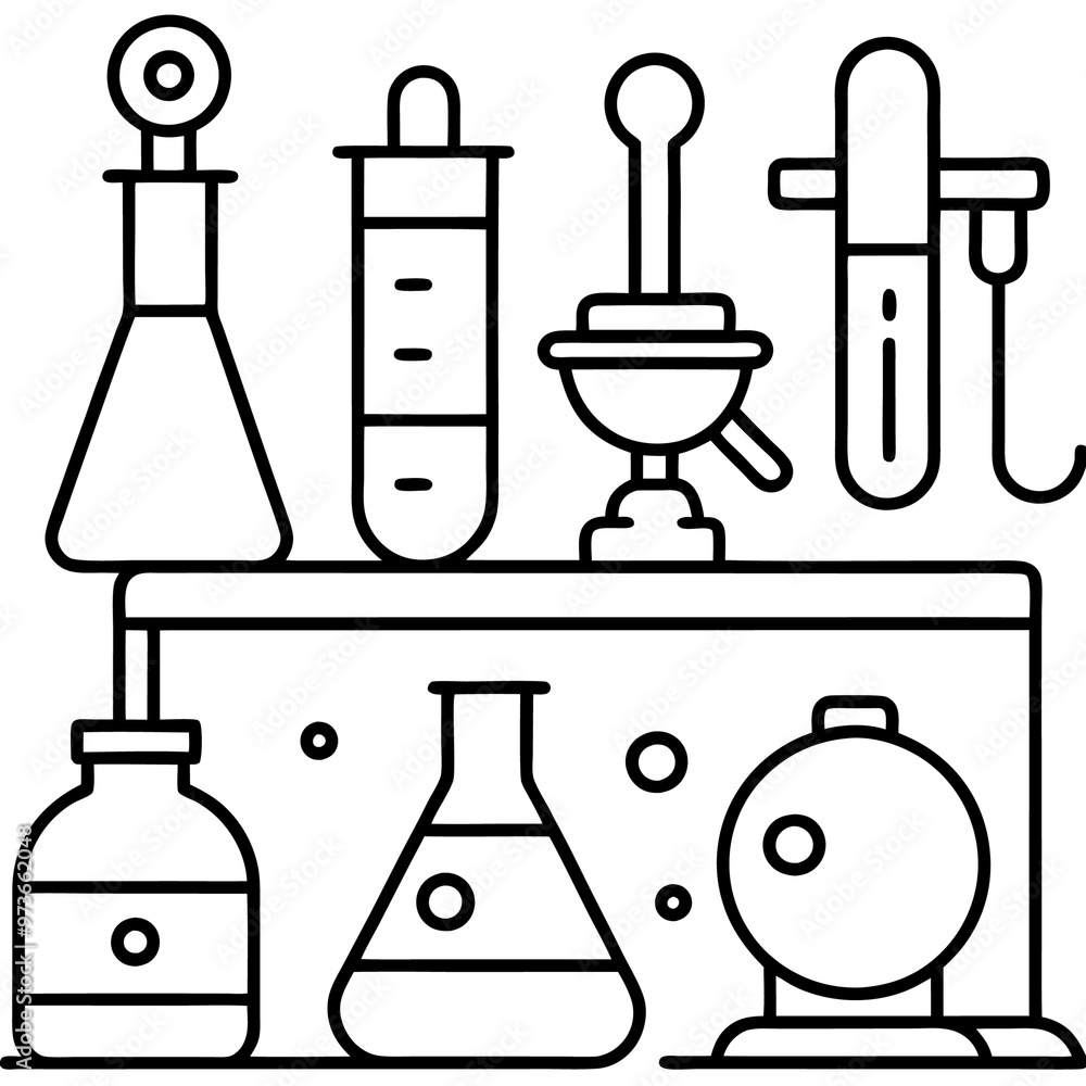 laboratory outline coloring book page line art drawing Stock Vector ...