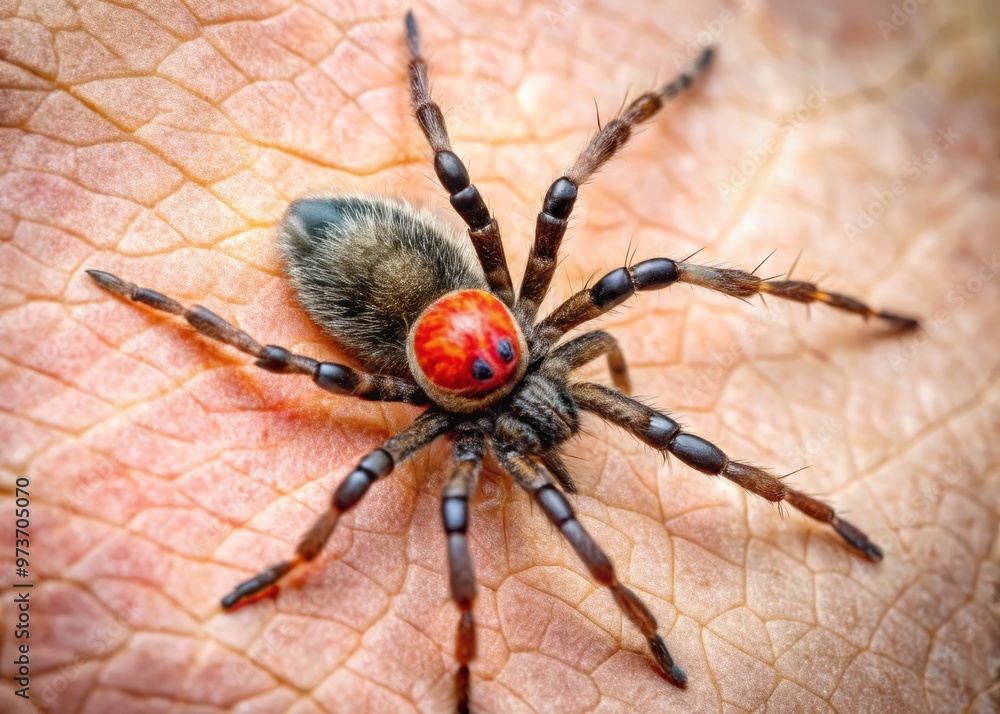 A close-up of a spider angioma, a benign vascular anomaly, on human ...