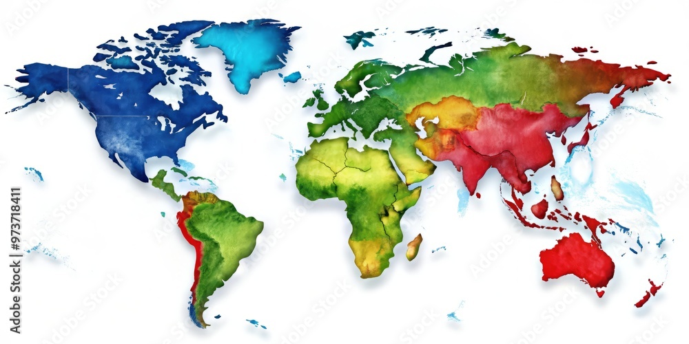 A colorful world map with a prominent United States highlighted in ...