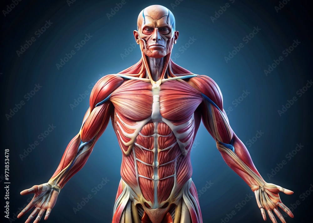 Anatomically accurate illustration of the human body's muscular system ...