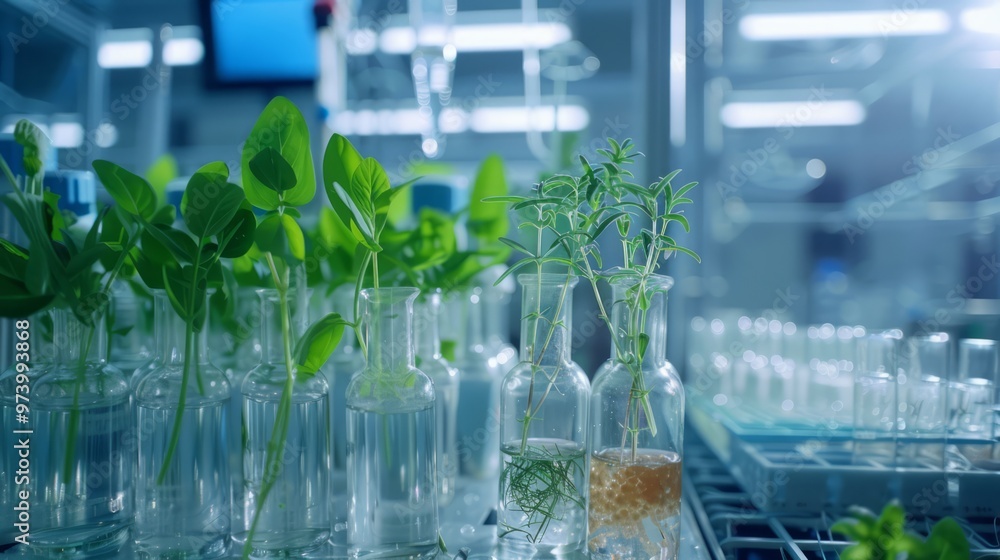 bioengineered food, a lab setting where scientists are developing ...