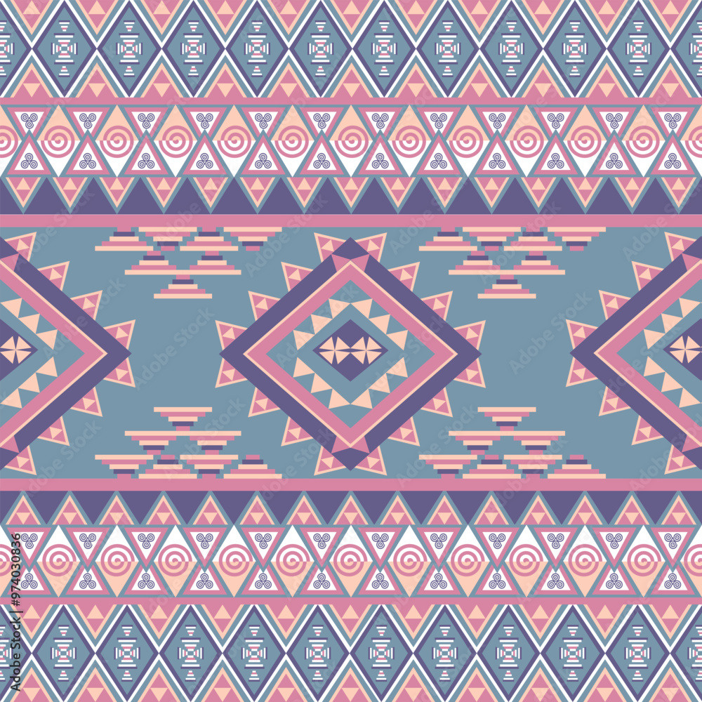 Pink and blue geometric patterns that are traditional, ethnic, Navajo ...