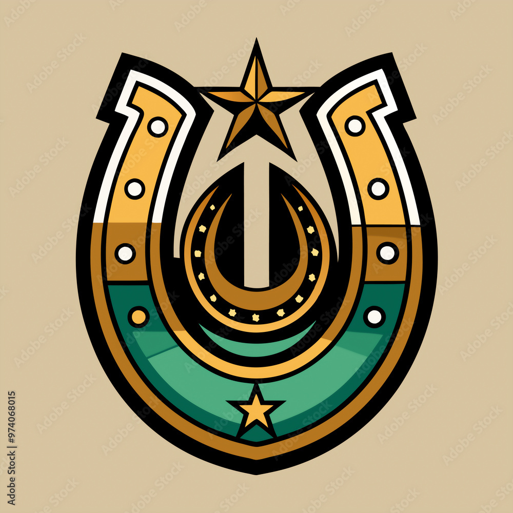 Good Luck Horseshoe Logo - Decorative Silhouette Design for Western ...
