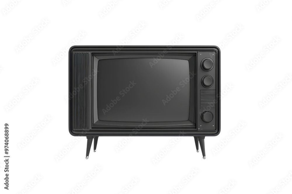 Vintage television with analog dials, retro TV set from the mid-20th ...