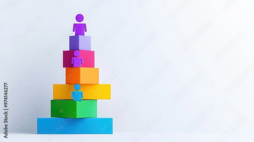 Corporate structure flat design top view hierarchical organization 3D ...