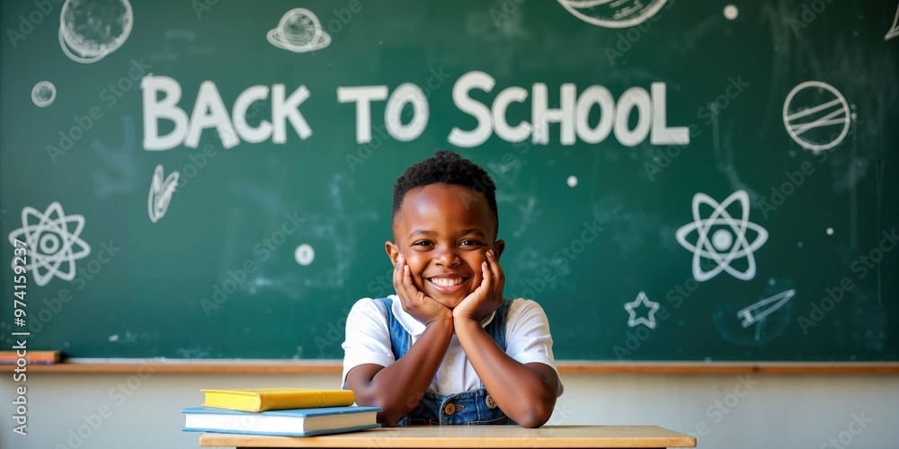 Cute African American School Boy Holding His Cheeks in Excitement in ...