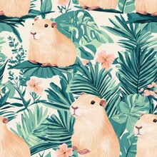 Wallpaper Capybara Among Flowers Free Stock Photo - Public Domain Pictures