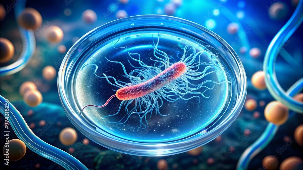 Microscopic image of spirillum bacteria, a helical-shaped gram-negative ...