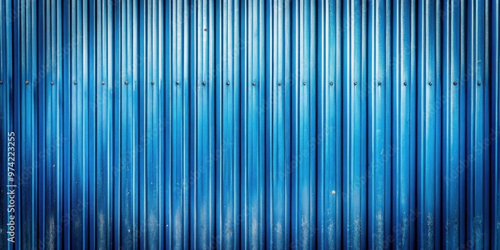 Blue metal sheet background with textured corrugated galvanised surface ...