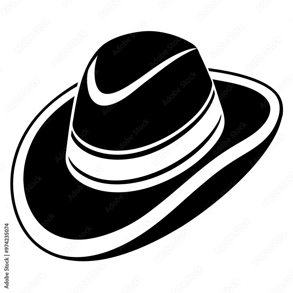 Black and white hand-drawn hat silhouettes isolated on a white ...