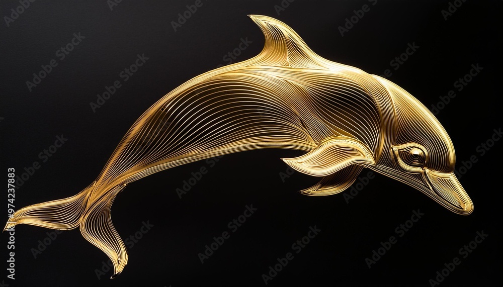 Elegant gold dolphin with flowing lines Stock Photo | Adobe Stock