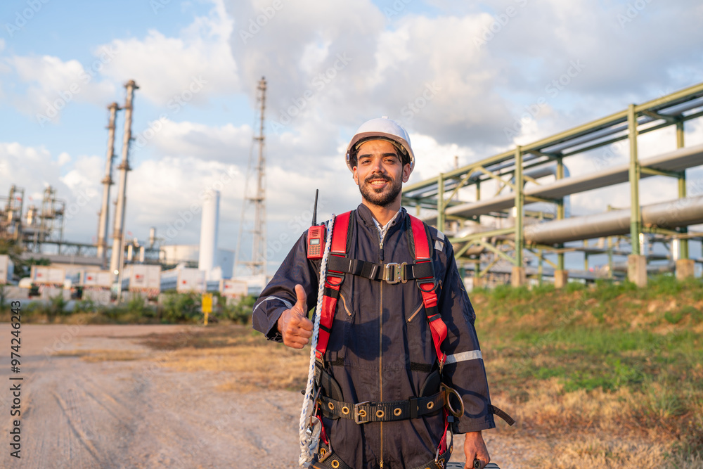 Mechanical engineer working and holding toolbox to checking and ...