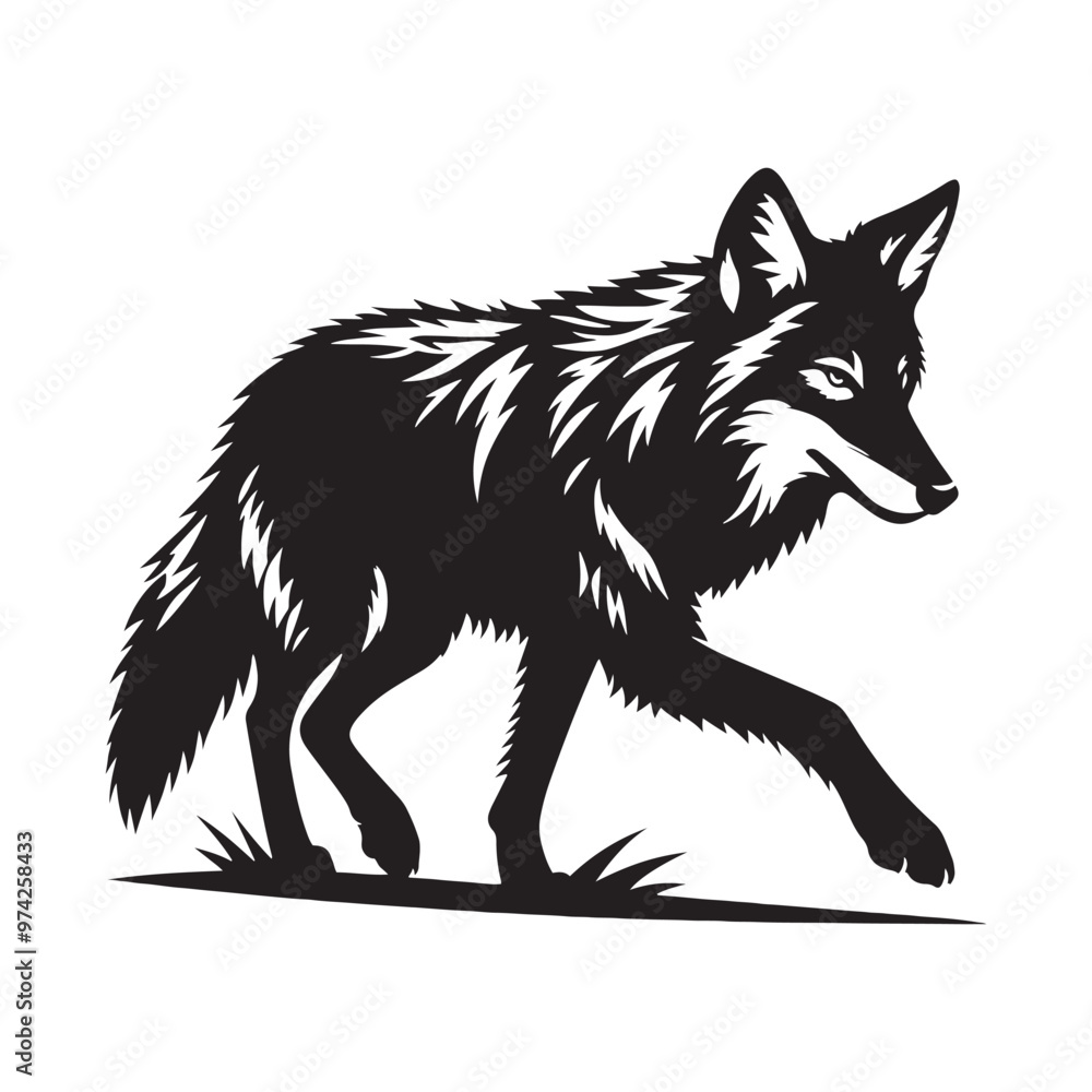 Simplified coyote silhouette for various artistic and digital projects ...