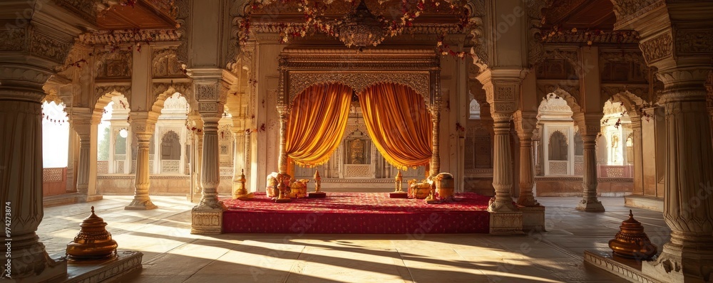 Indian palace architecture with decorations, festive atmosphere Stock ...