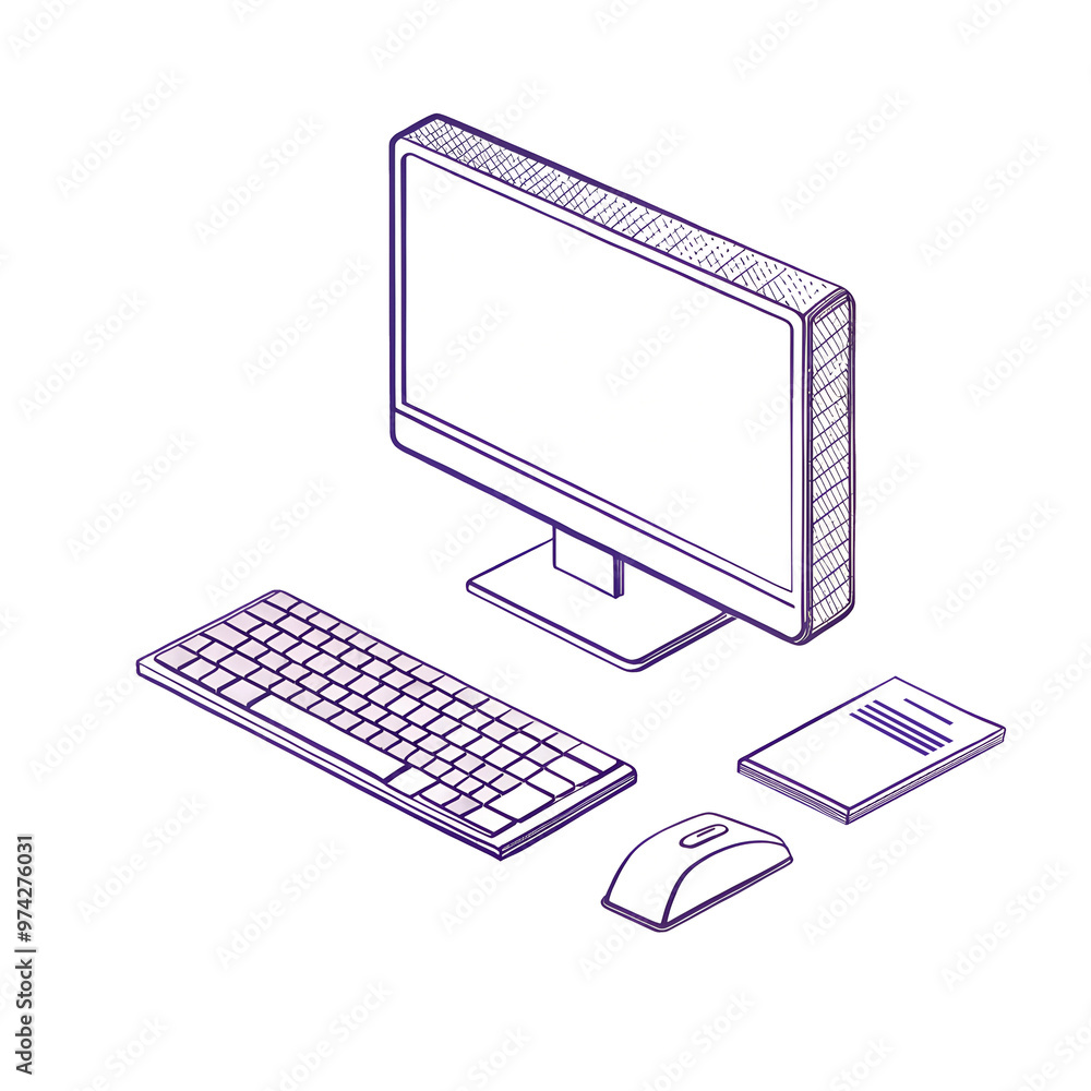 Ilustración de Stock computer monitor , keyboard and mouse illustration ...