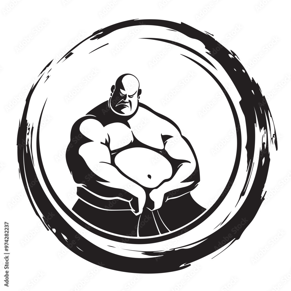 Sumo wrestler in circle Vector illustration isolated on white ...