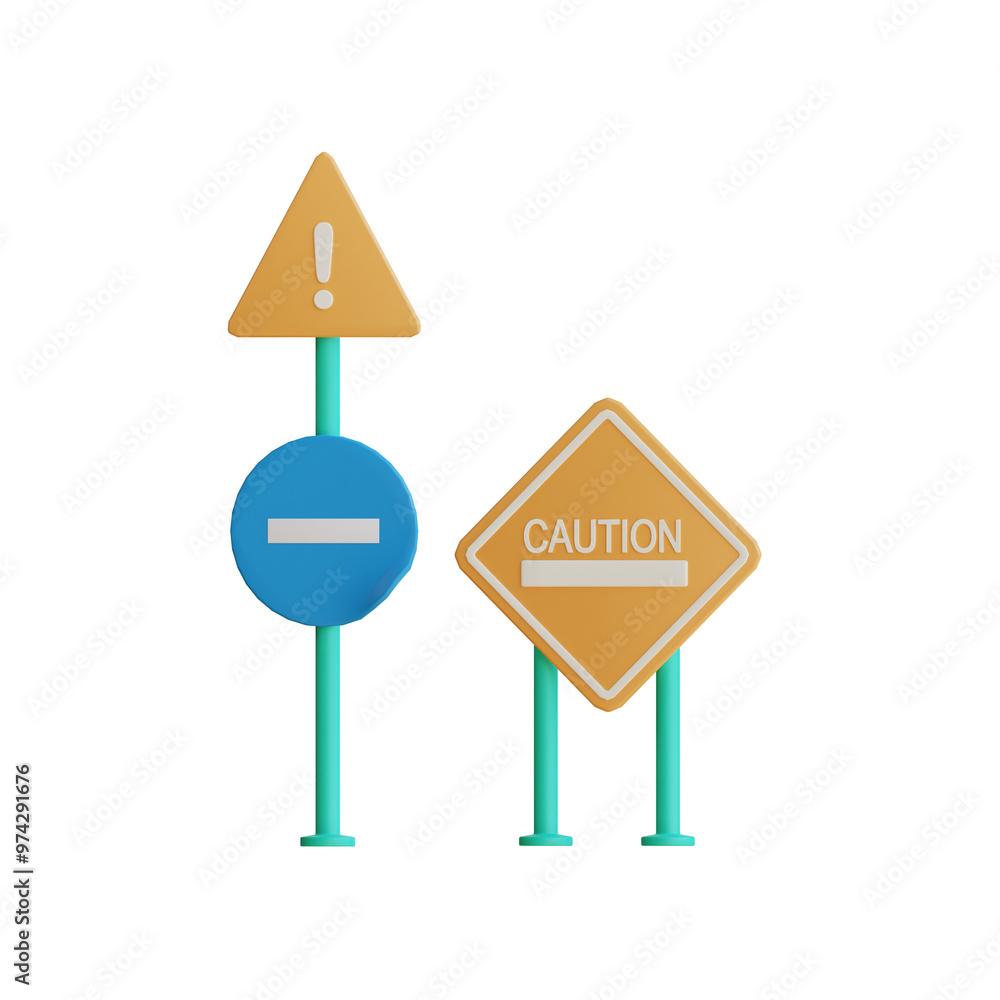 Cartoon road signs, Caution, Warning, No Entry. Stock Illustration ...