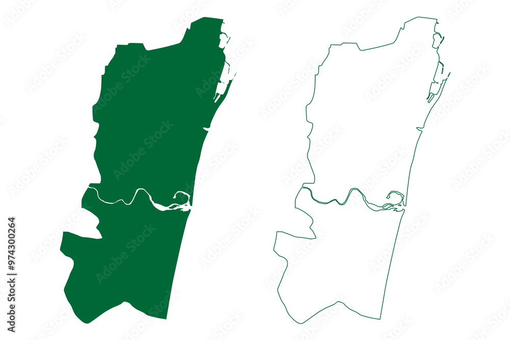 Chennai district (Tamil Nadu State, Republic of India) map vector illustration, scribble sketch ...