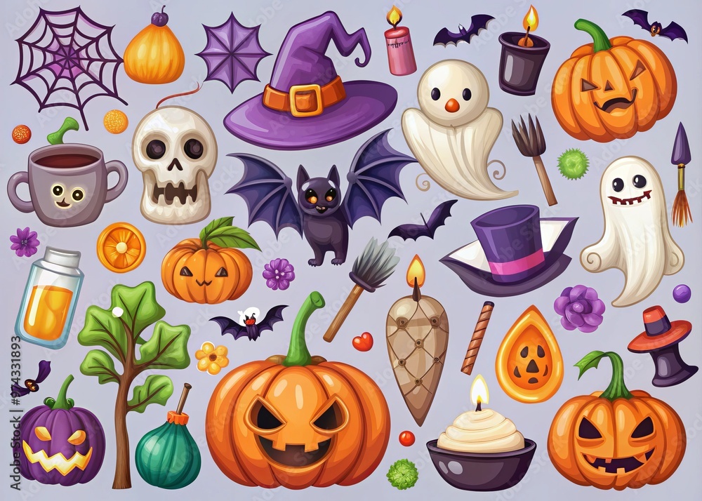 Halloween digital clipart illustrations styles spooky symbols costumes ...