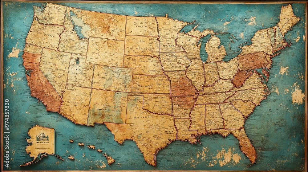 political map with state borders and capitals detailed diagram of ...