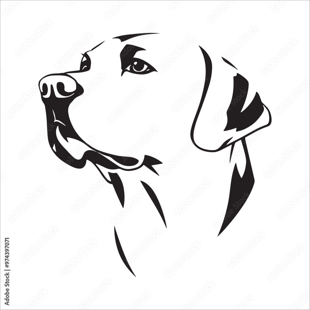 Labrador Retriever dog head vector illustration isolated on white ...