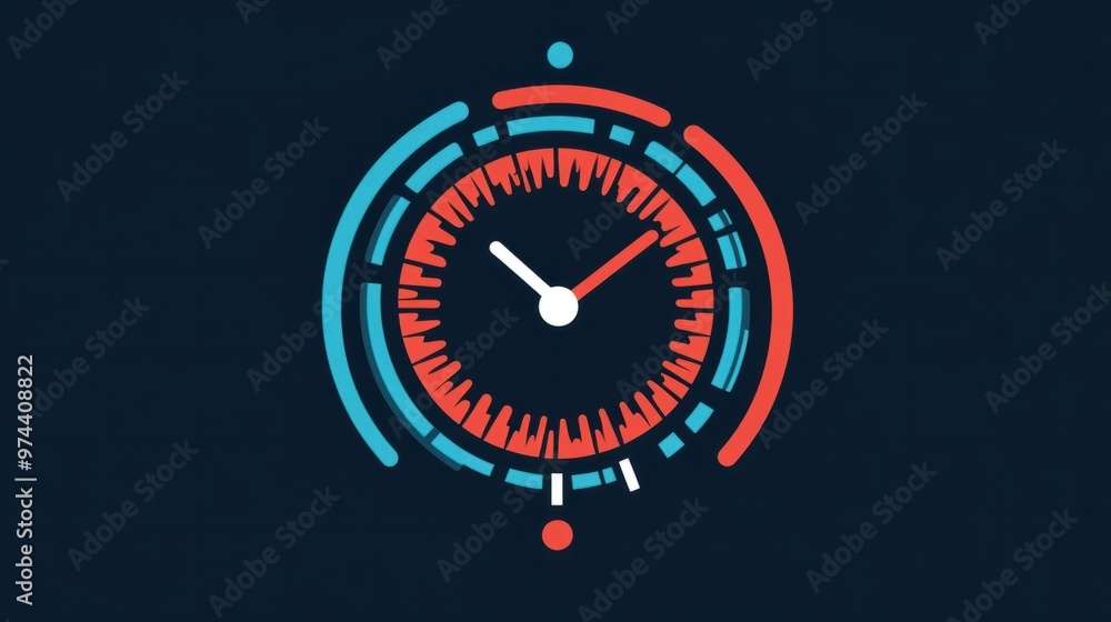 A circular progress bar icon with a clock face inside, showing time ...