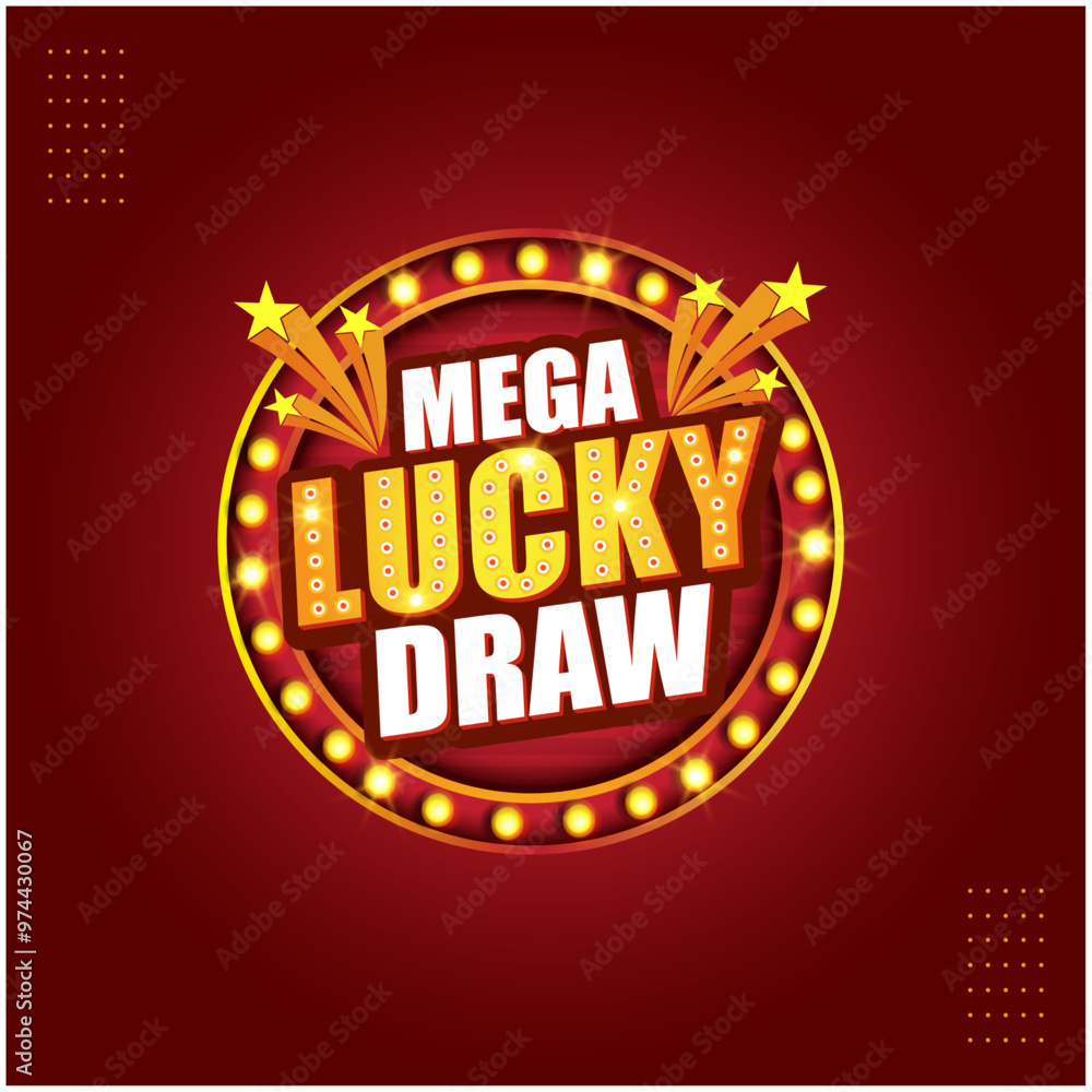 Mega Lucky Draw 3D Style Effect. Retro Vintage Elegant text effect with ...