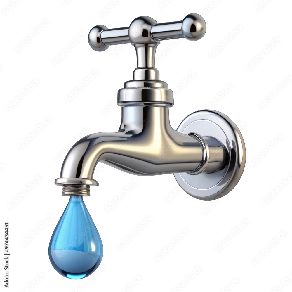 Faucet 3d icon cartoon style isolated on transparent background cutout ...