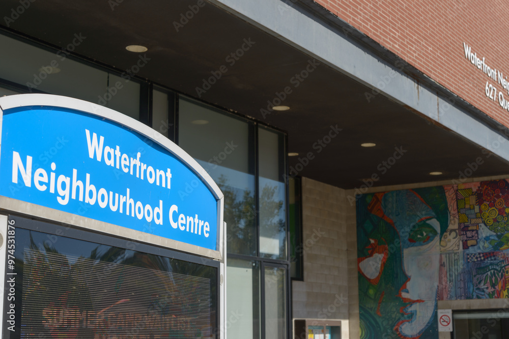 exterior building facade and sign of Waterfront Neighbourhood Centre, a ...