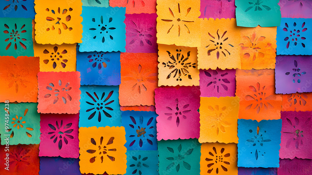 papel picado decorativo de colores para celebrar el dia de muertos en ...