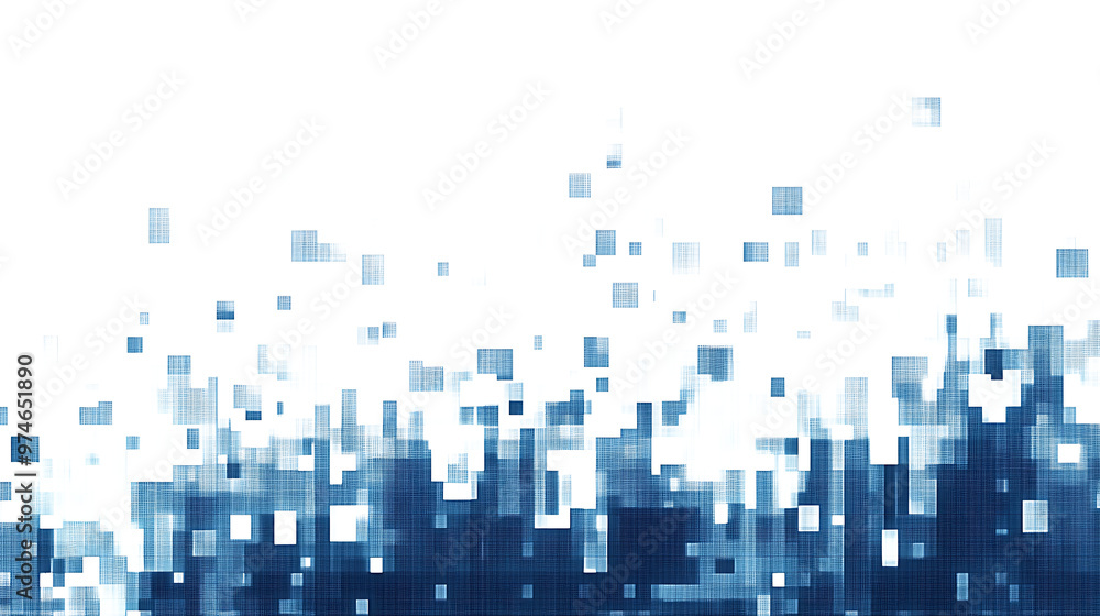 abstract blue pixel on transparent background, Abstract pixel ...