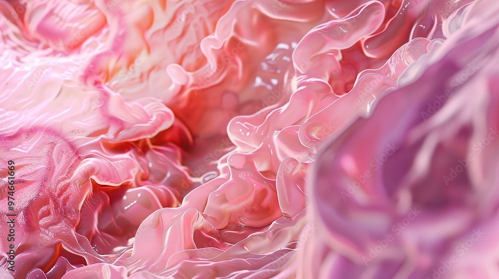 A view of the gastric mucosa. The gastric mucosa has a unique texture ...