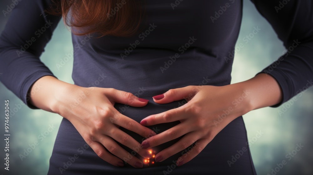 stomach ache. women have abdominal pain, indigestion, gastritis, menstrual cramps, flatulence ...