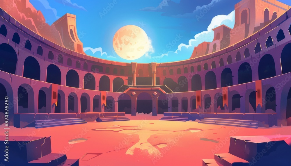 Ancient Ruins Arena. Abandoned Coliseum. Desert Coliseum. Ancient Arena ...