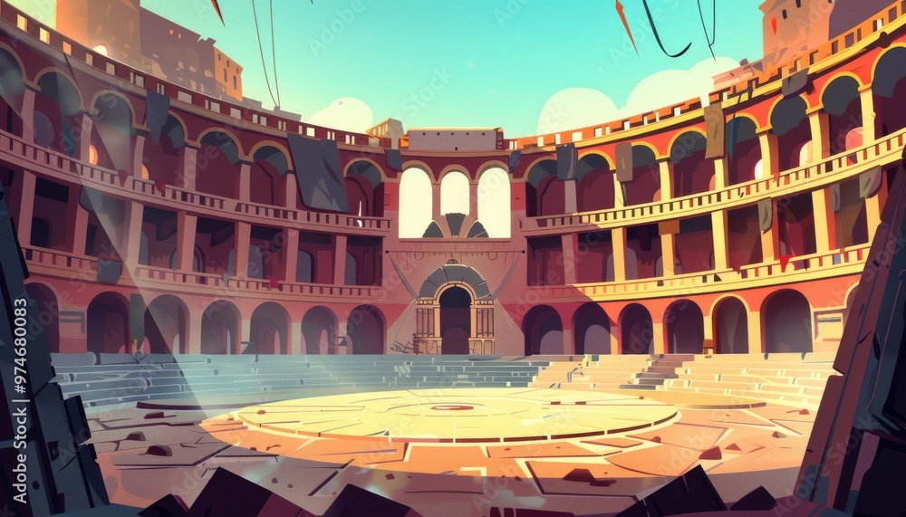 Ancient Ruins Arena. Abandoned Coliseum. Desert Coliseum. Ancient Arena ...