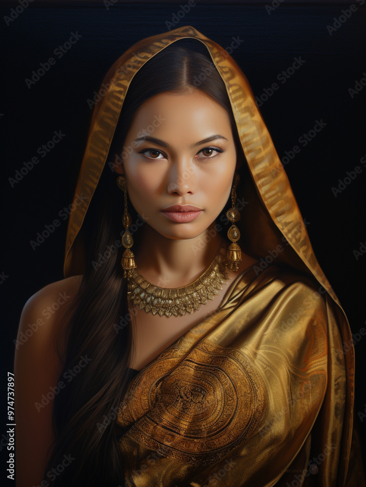 Thai woman in a traditional Chut Thai, portrait photography, close-up ...